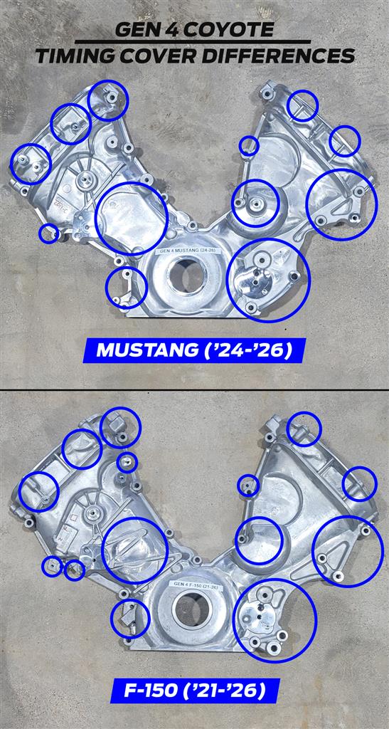 Coyote Engine Timing Cover Differences - Mustang Vs F-150