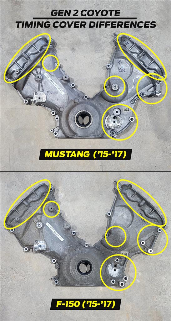 Coyote Engine Timing Cover Differences - Mustang Vs F-150